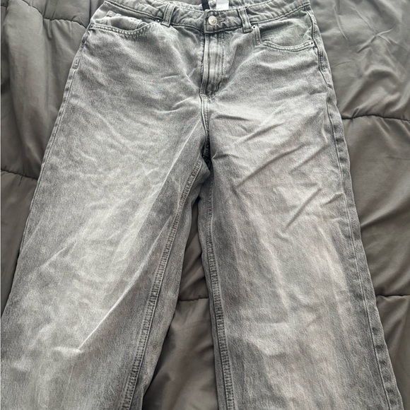 H&M | Jeans | Hm Gray Boyfriend Jeans With Distressed Details | Poshmark